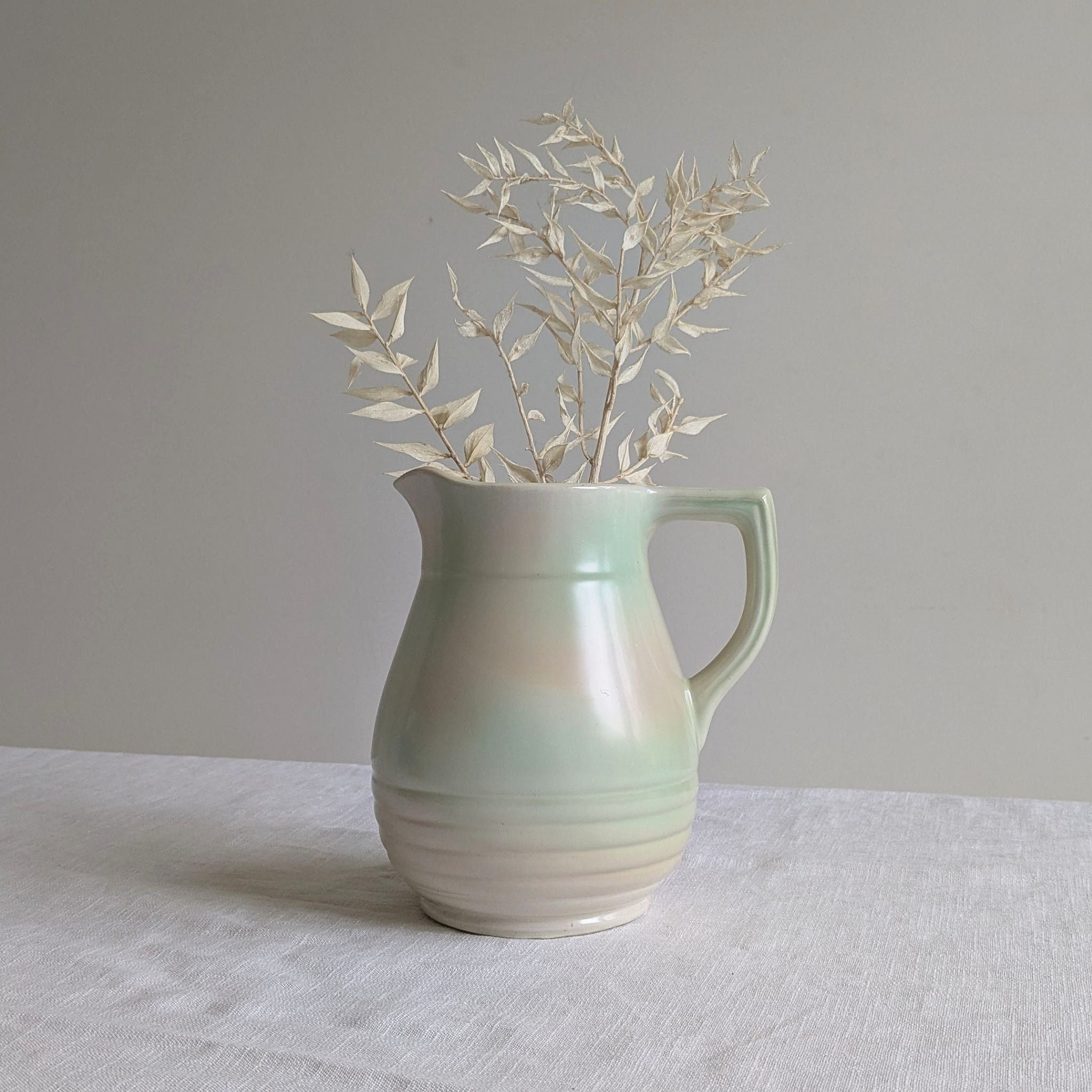 Vintage Govancroft Art Deco Jug, Pink & Green – Tiger & Iris
