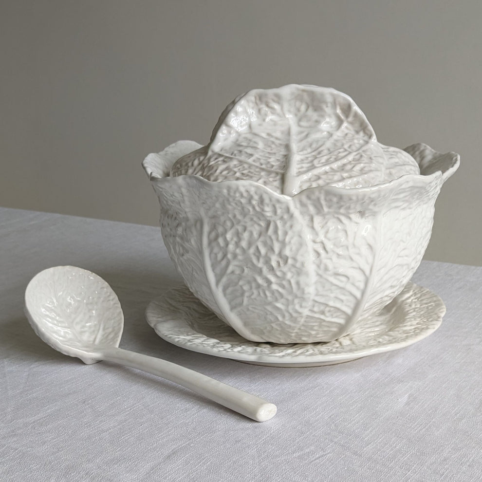 Vintage Majolica White Cabbage Tureen, Portugal, Cabbage Ware – Tiger ...