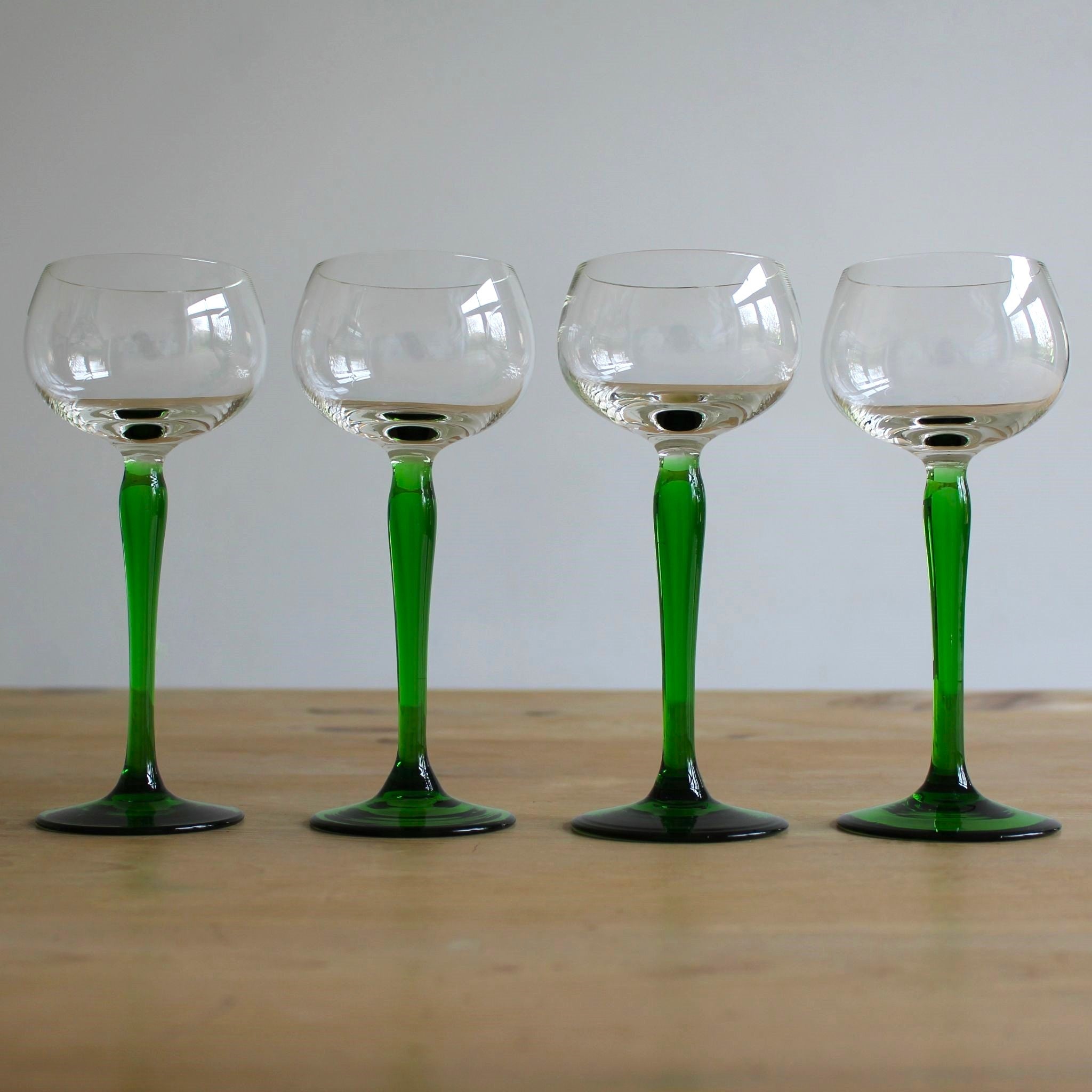 Mid Century Green Stem Wine Glasses, Vintage Hock Glasses – Tiger & Iris
